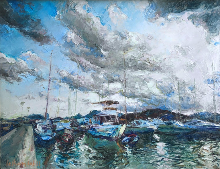 Beltran Bofill - Port of Pollensa Majorca Spain seascape oil on canvas ...