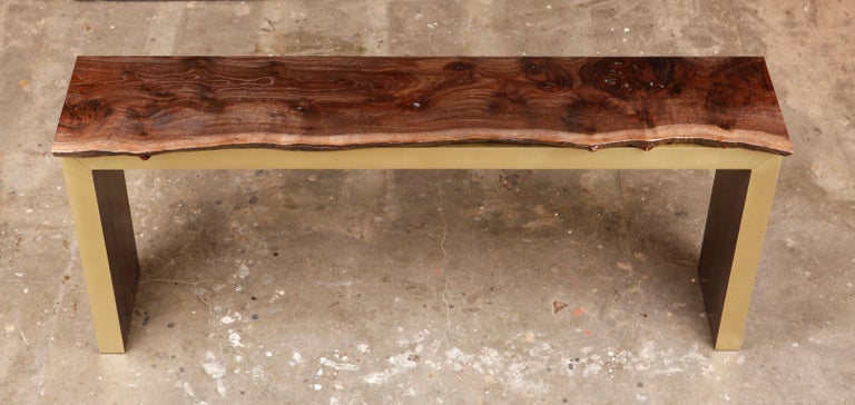 "Belvedere" Live Edge Console in Brass and Smoked Walnut by Studio ...