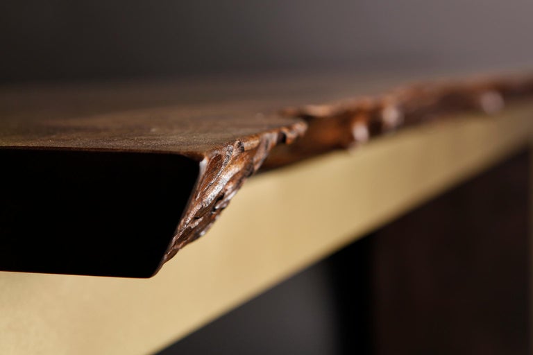 "Belvedere" Live Edge Console in Brass and Smoked Walnut by Studio ...