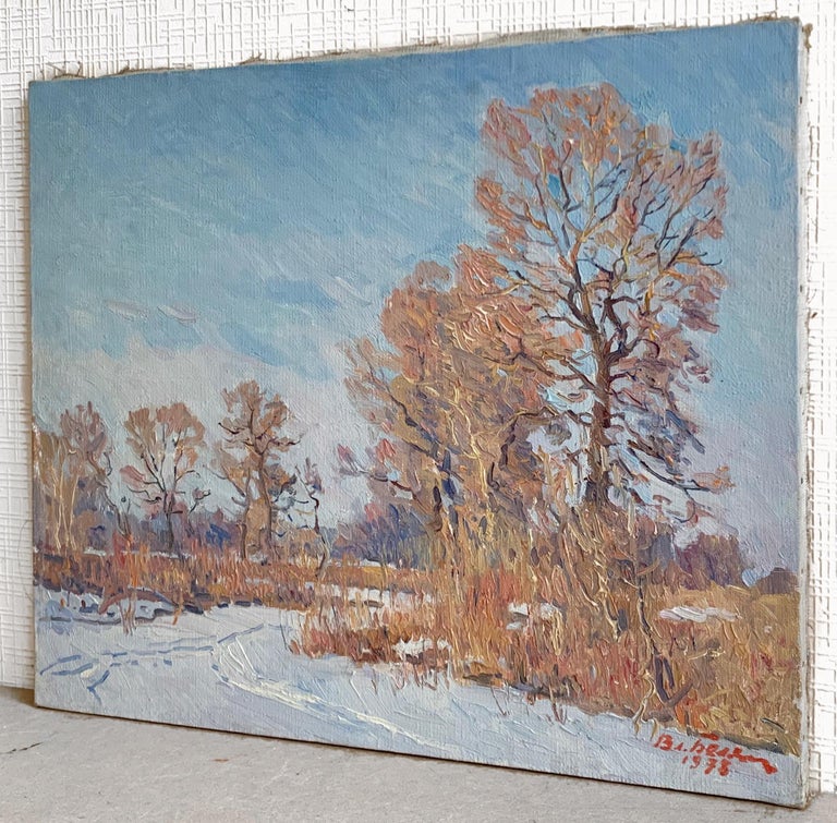 Belyak Vladimir - Winter Landscape Antique Painting Oil Canvas Snowy ...