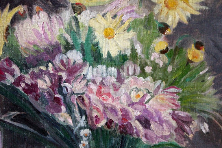 Ben Benn - "Still Life with Flowers" American Modern Colorful Oil ...