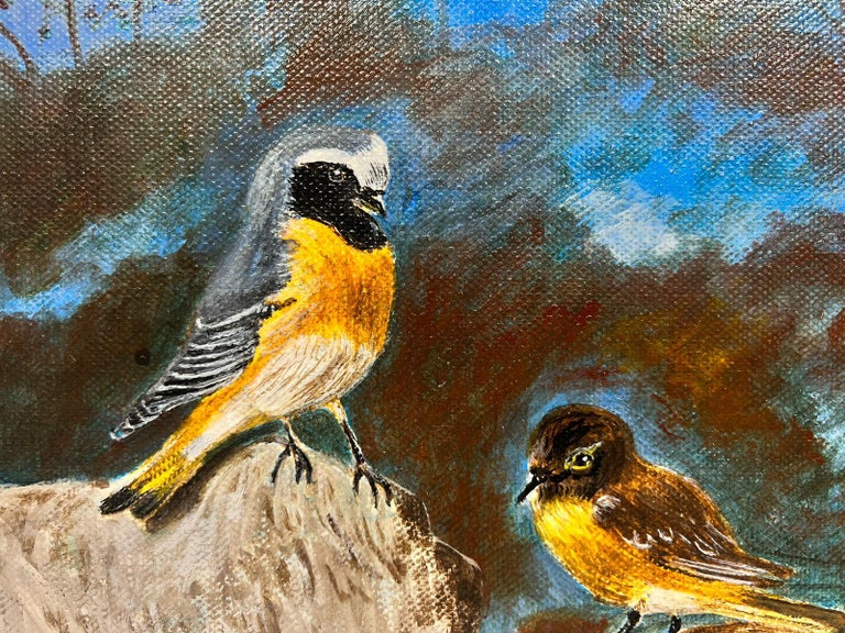 Ben Powell - Contemporary British Acrylic Painting Blue Tit and Yellow ...