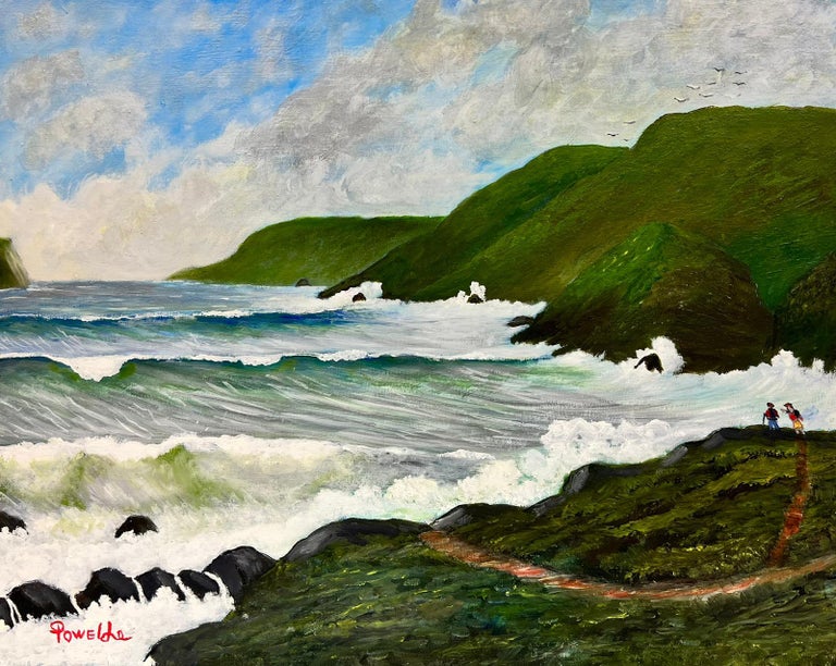 Ben Powell - Contemporary British Acrylic Painting Couple By The Coast ...