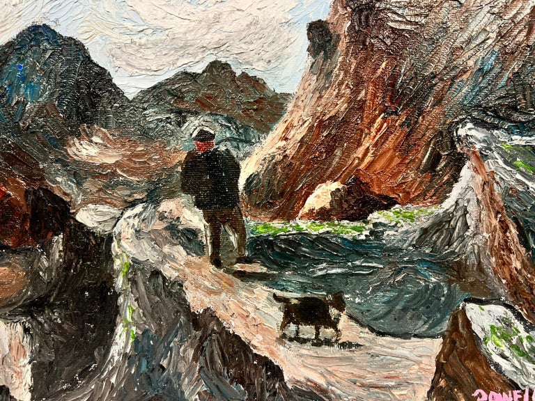 Ben Powell - Contemporary British Oil Painting Man and His Dog Walking ...