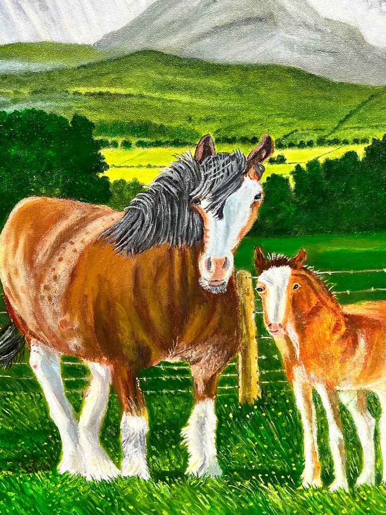Ben Powell - Horse and Foal in Mountain Landscape Contemporary British ...