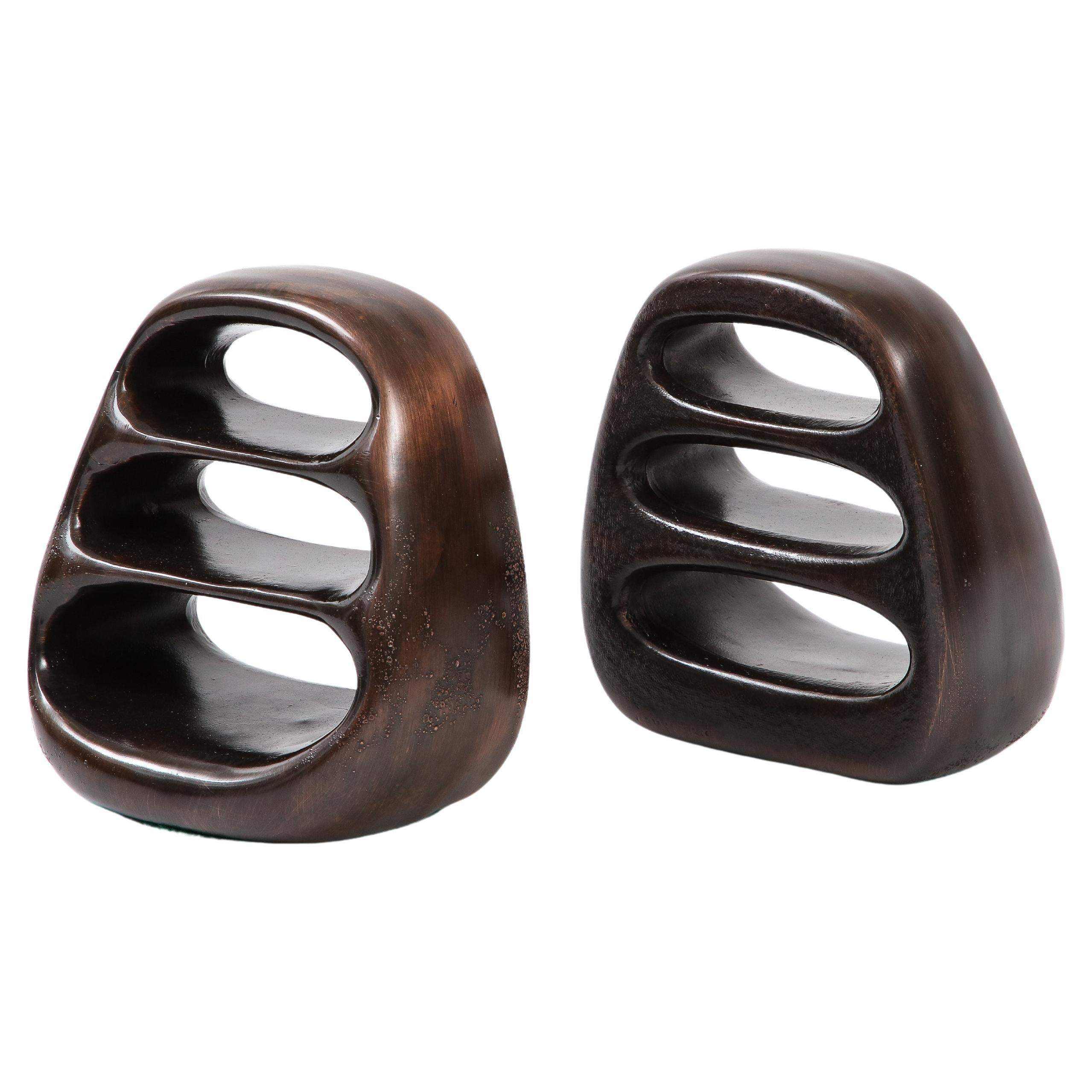 Ben Seibel Aged Bronze Srirrup Bookends For Sale at 1stDibs