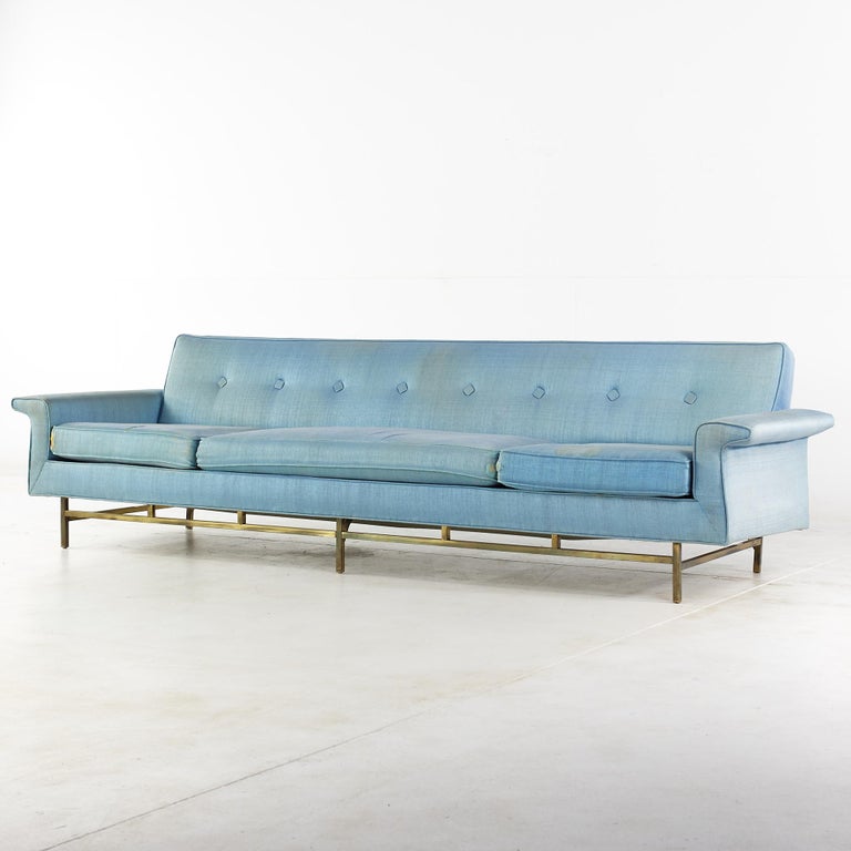 Ben Seibel for Stand Built Furniture Midcentury Brass Base Sofa For ...