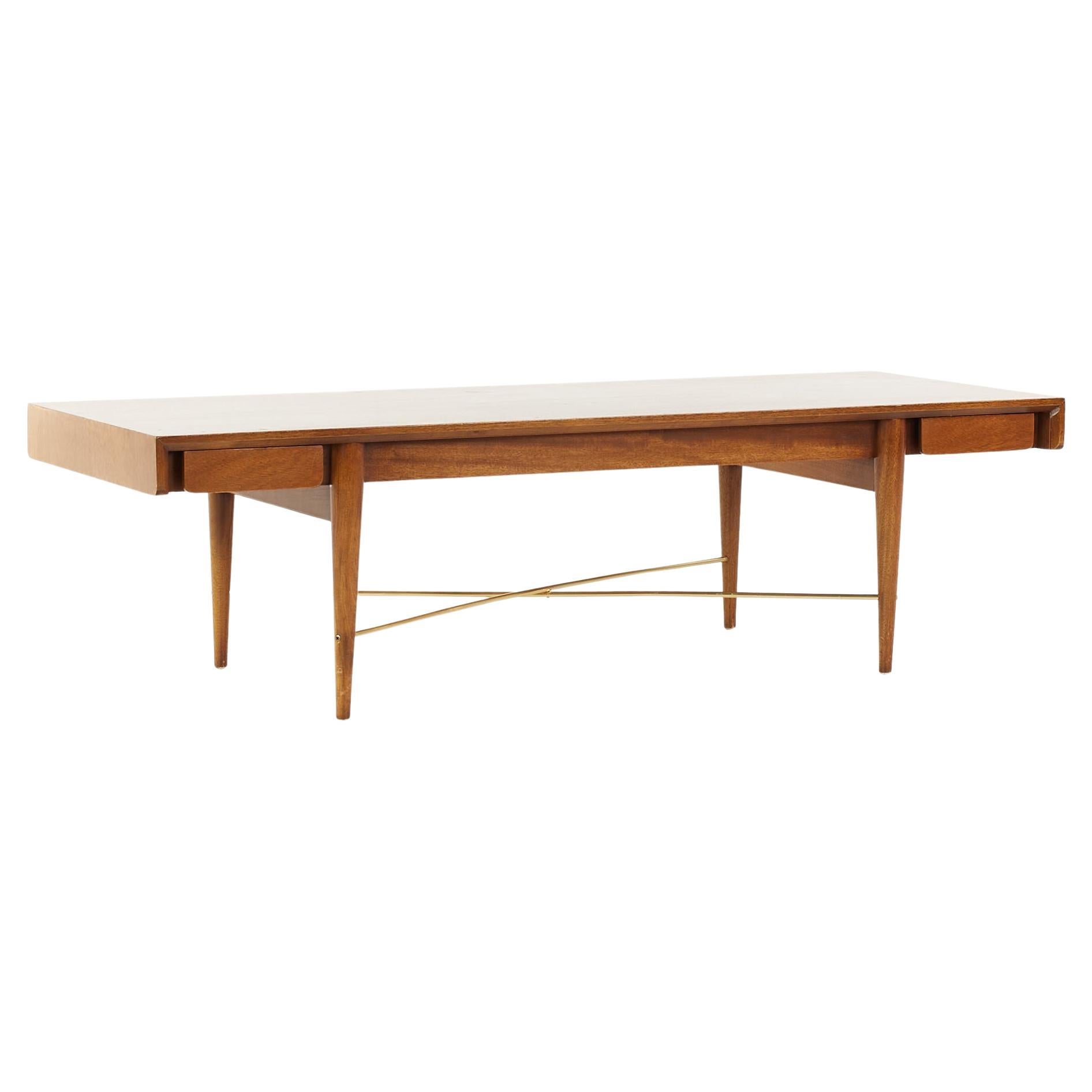 Walnut and Glass Coffee Table by Ben Mack at 1stDibs
