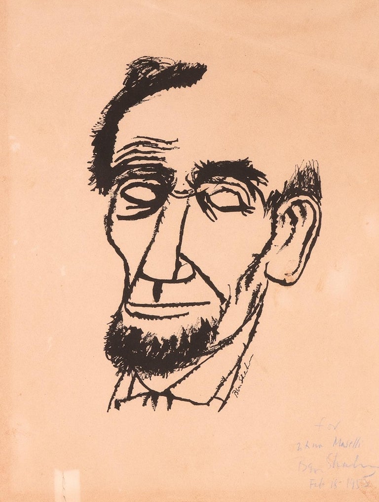 Ben Shahn - Portrait of Lincoln - Hand signed and Dedicated Print by ...