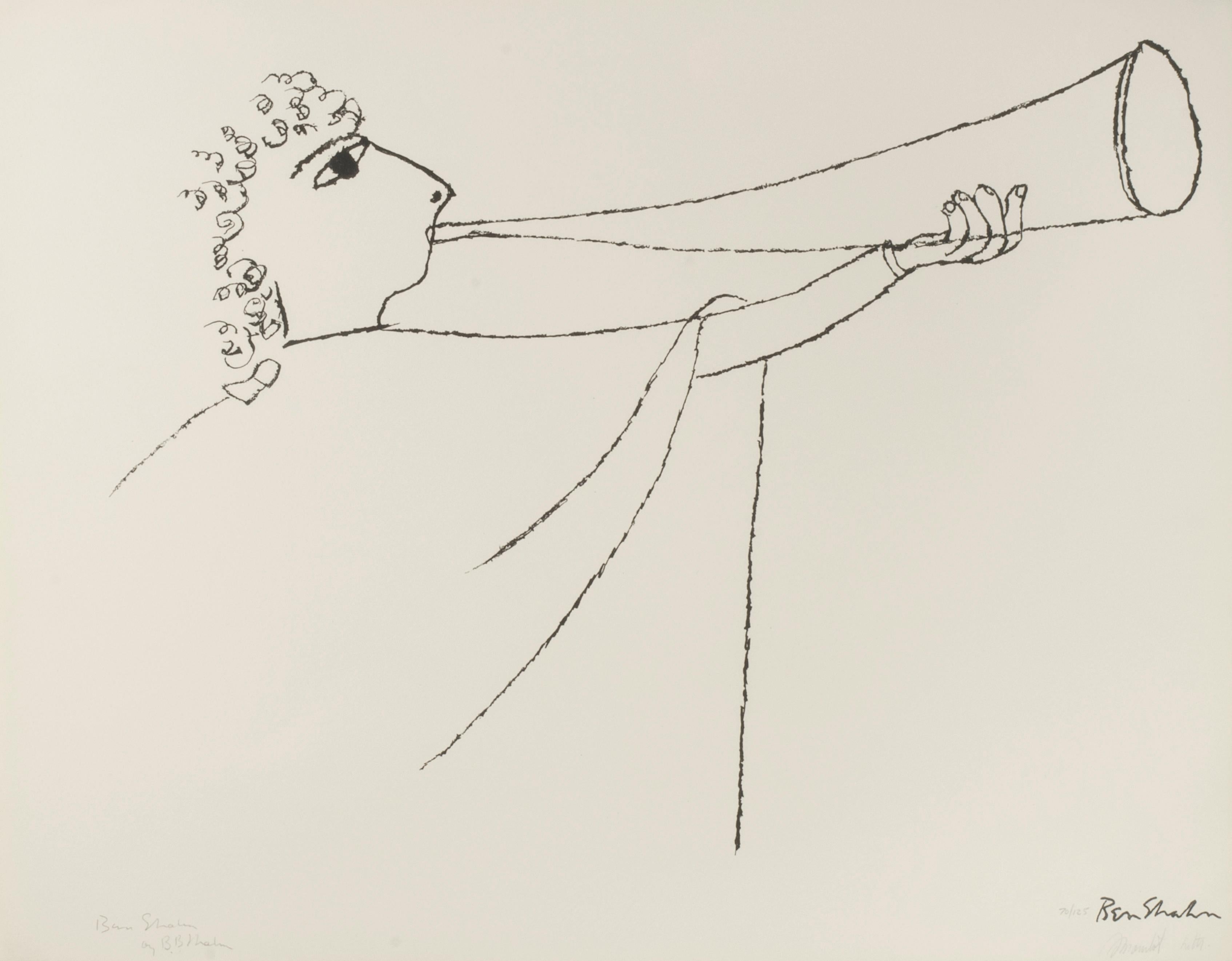 Ben Shahn - Ben Shahn Signed Judaica Lithograph King David with Harp ...