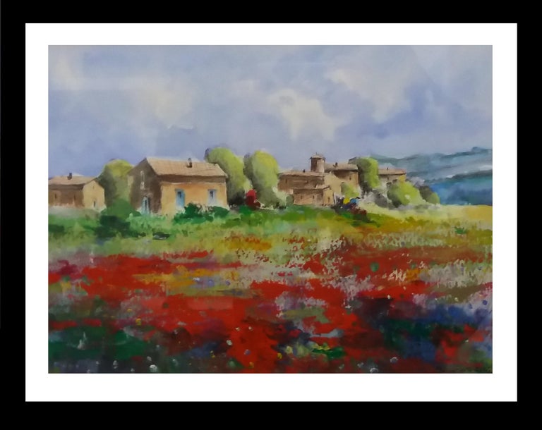 Benavente Solis - poppies landscape and house original expressionist ...