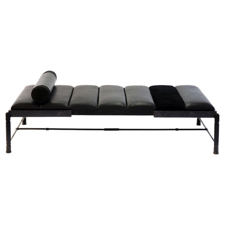 Bench/Daybed Modern/Handmade Black Leather Modern/Contemporary Waxed ...