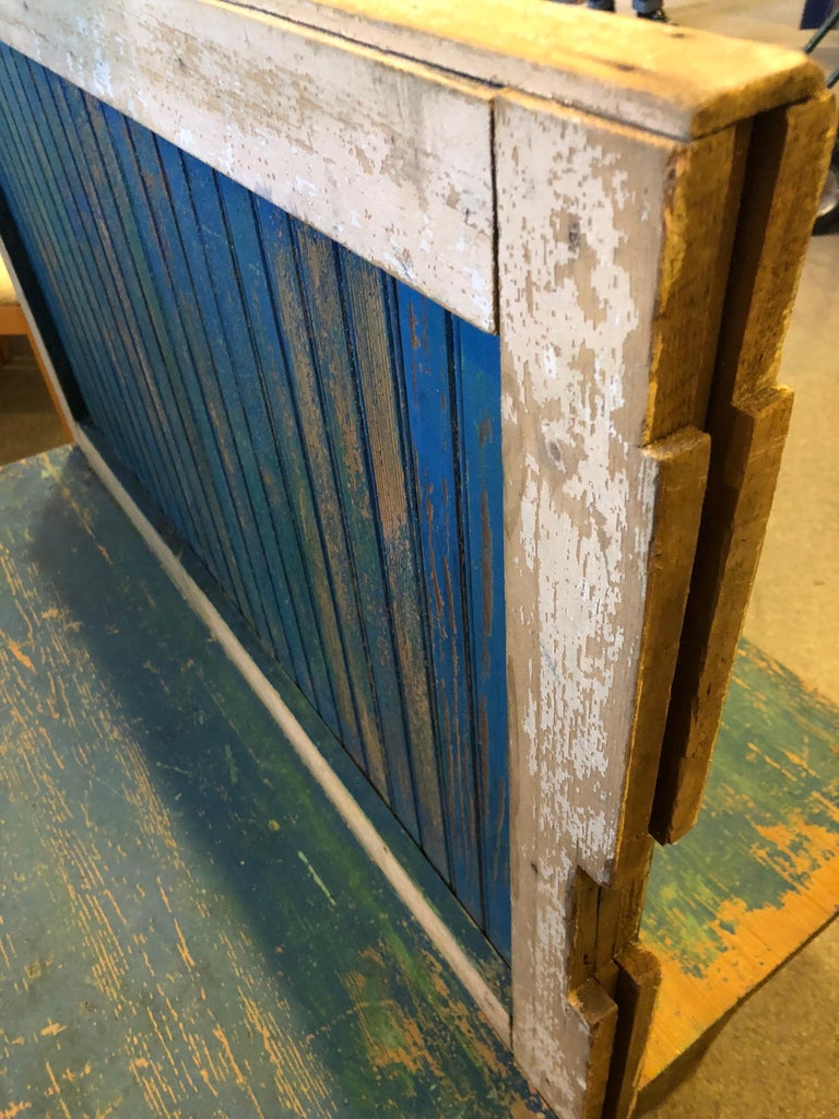 Bench from Train Depot, circa 1900s, 2 Sided with Original Blue Paint ...