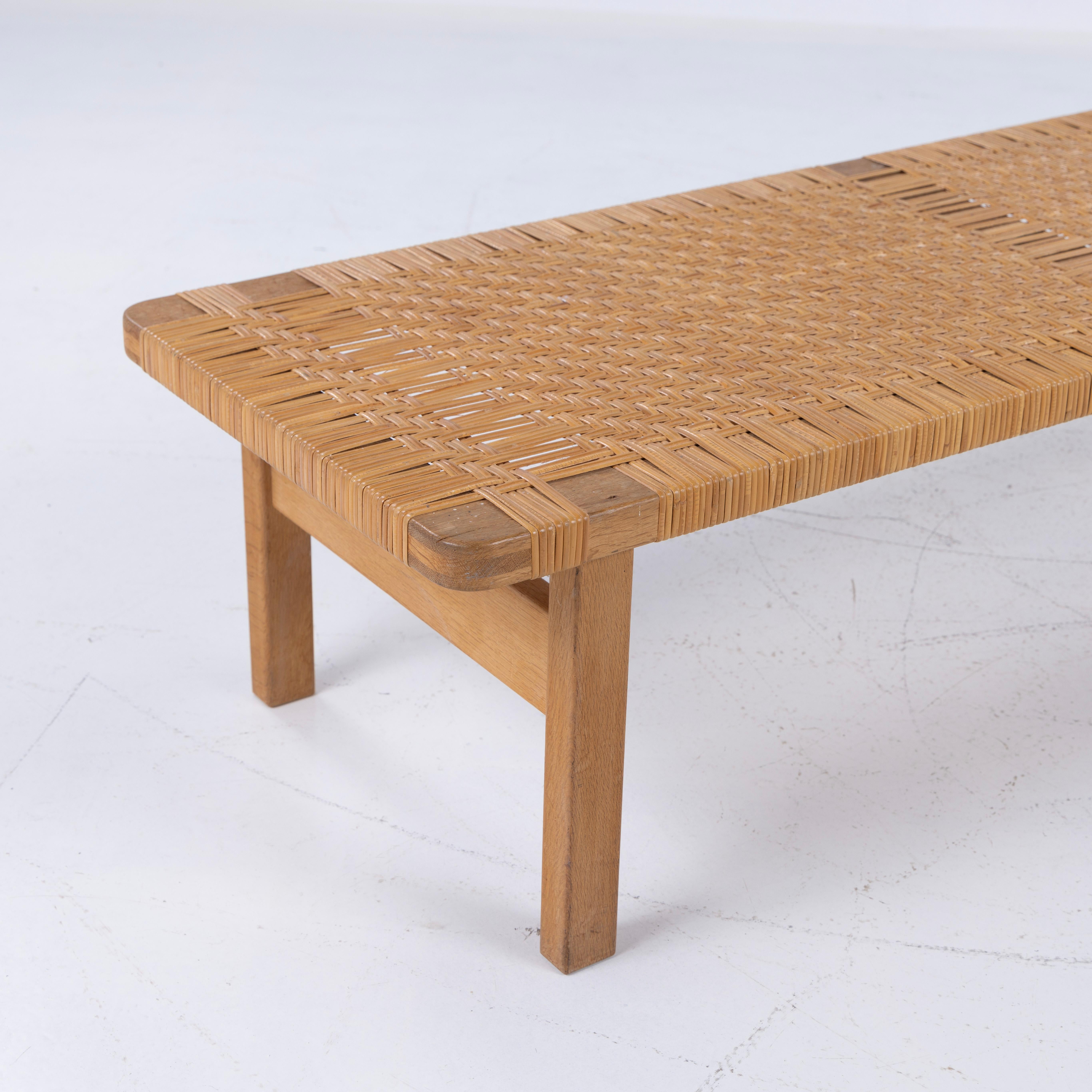 Bench in oak with patinated cane For Sale at 1stDibs
