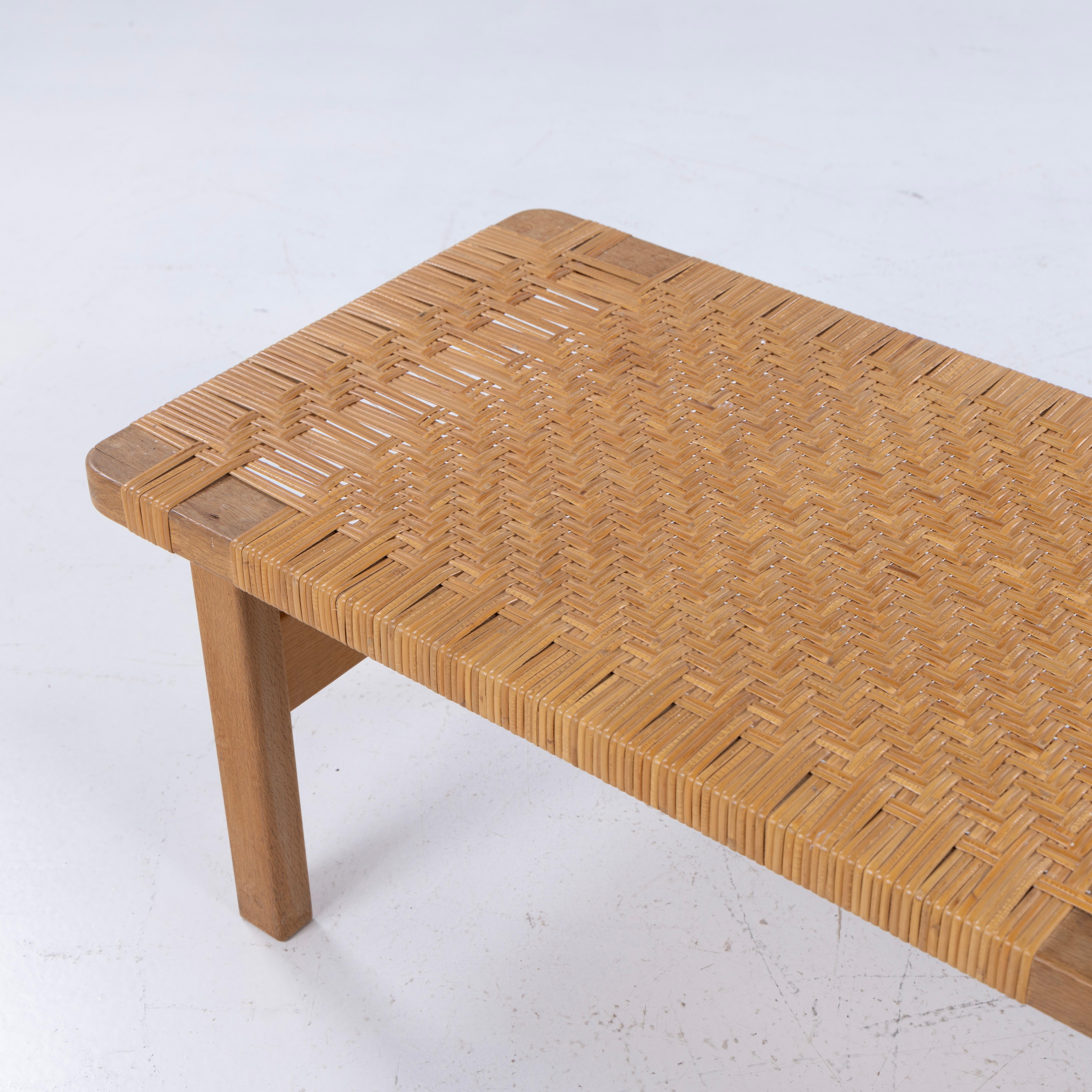 Bench in oak with patinated cane For Sale at 1stDibs