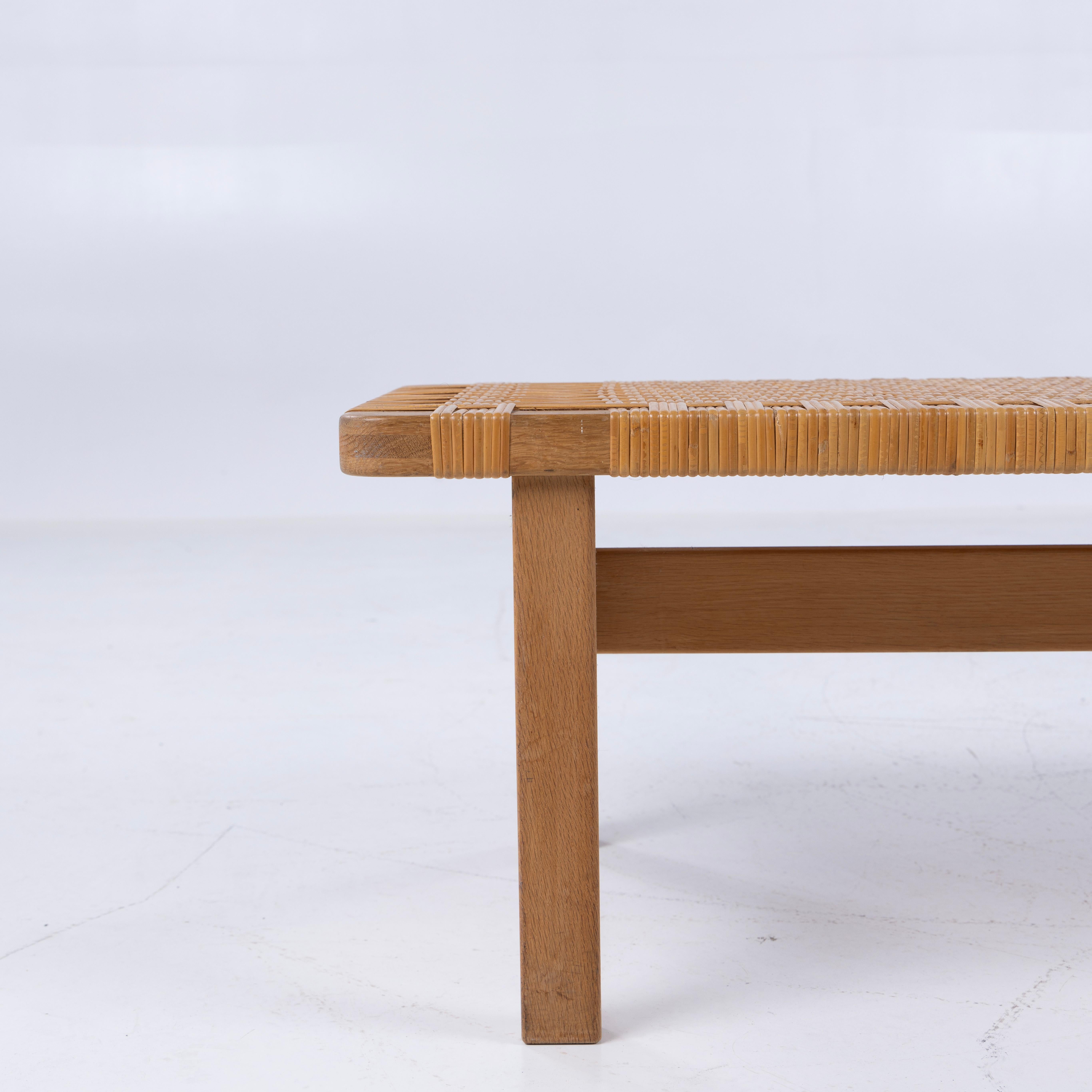 Bench in oak with patinated cane For Sale at 1stDibs