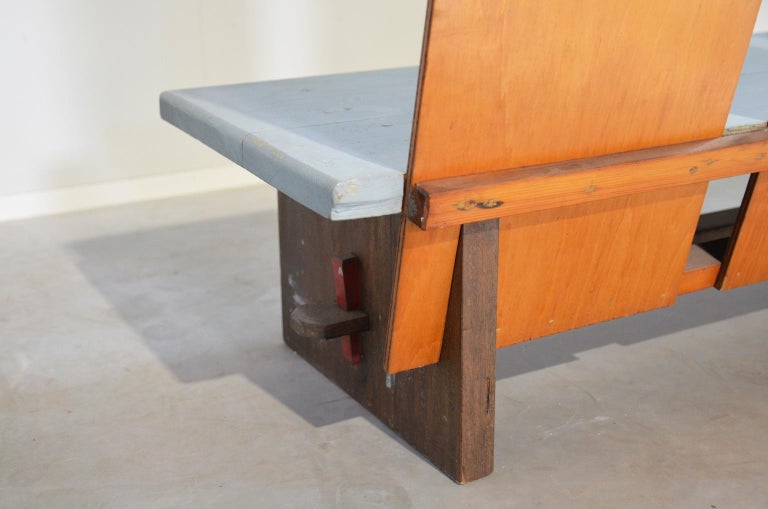 Wooden Bench in the Manner of Dutch De Stijl designer Gerrit Rietveld ...