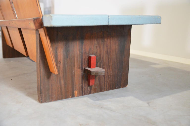 Wooden Bench in the Manner of Dutch De Stijl designer Gerrit Rietveld ...