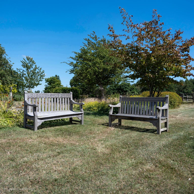 Bench Pair Parkland Teak Inscribed poem God's Garden Dorothy Frances ...