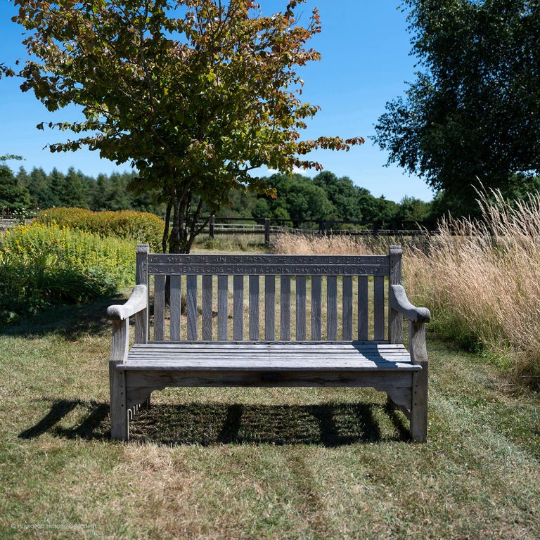 Bench Pair Parkland Teak Inscribed poem God's Garden Dorothy Frances ...