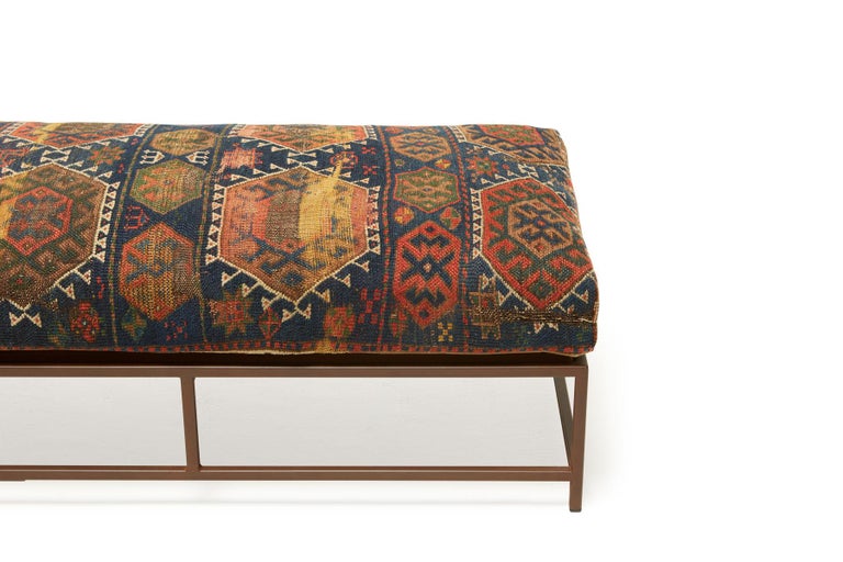 Bench with Antique Rug Upholstery For Sale at 1stDibs
