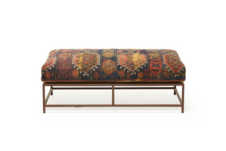 Bench with Antique Rug Upholstery For Sale at 1stDibs