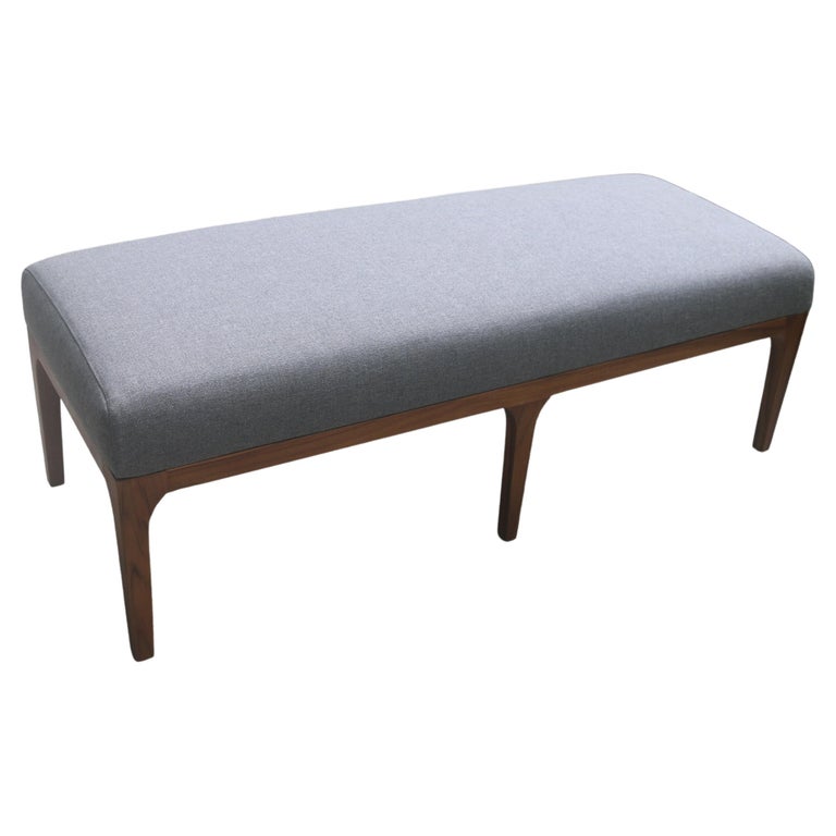 Bench with Cushion in Golden Brown Finish with Blend Coal Fabric For ...