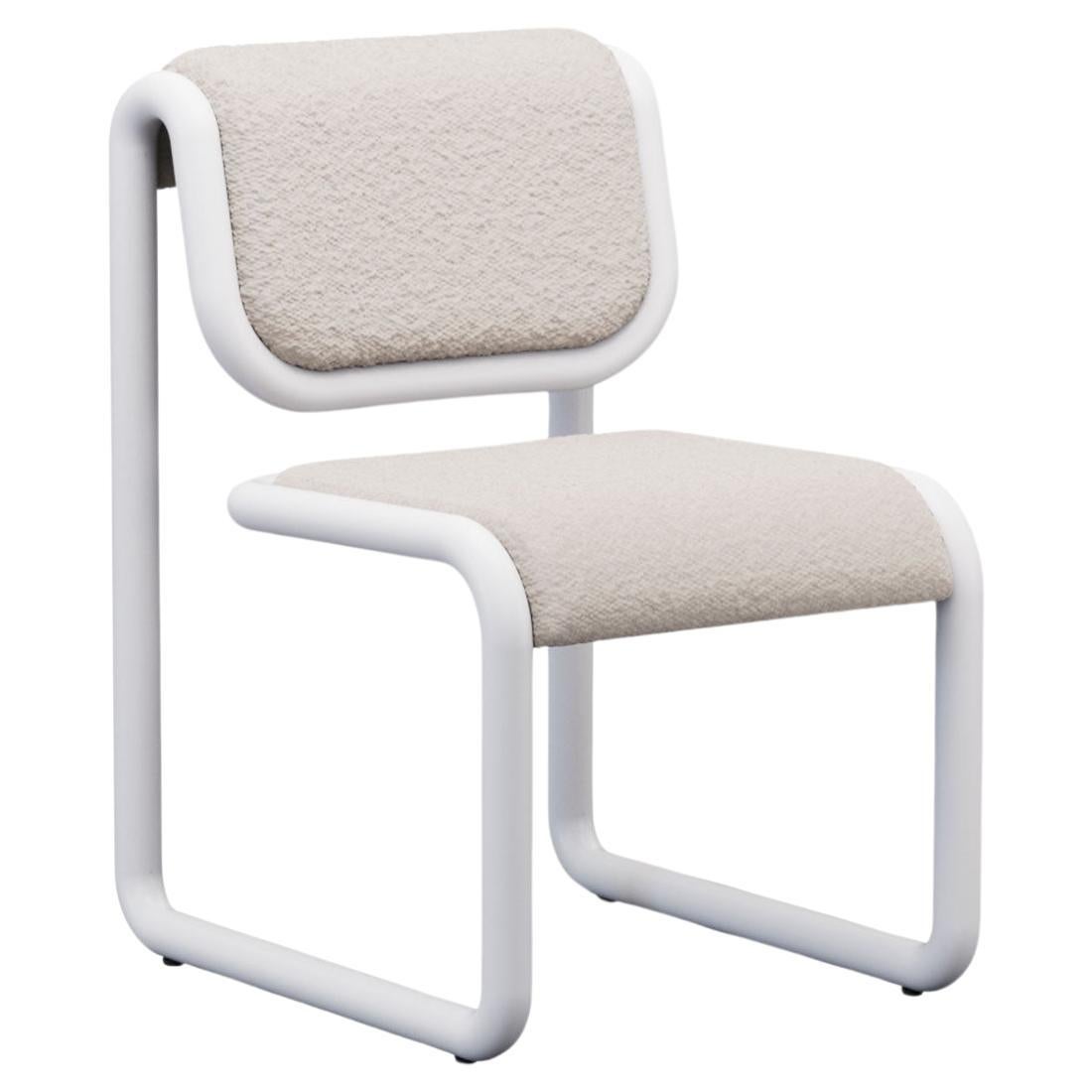 Bend Goods Tube Collection -- Dining Chair in White with Cream Boucle ...