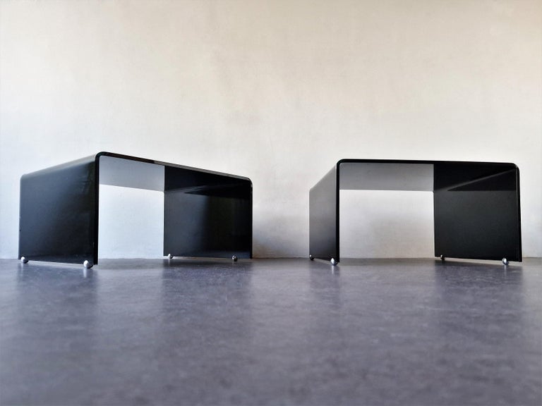 Bended Black Glass Coffee Table, 2 Available For Sale at 1stDibs