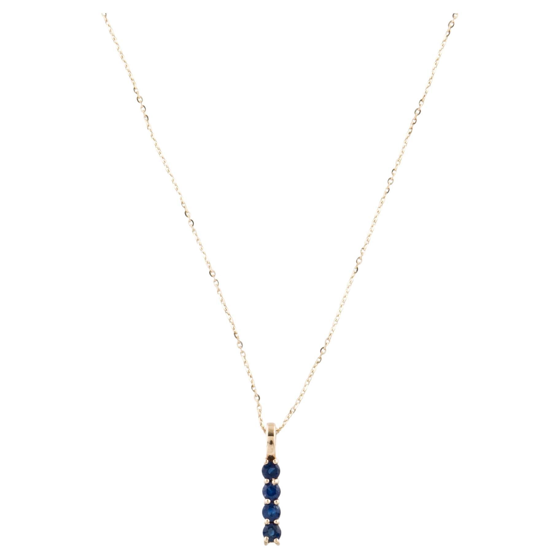 "Beneath the Waves" Oceanic Elegance Sapphire Pendant in 14k Yellow ...