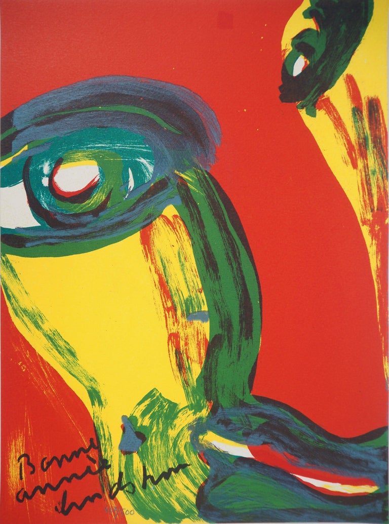 Bengt Lindström - Fauvist Portrait in Red - Original lithograph For ...