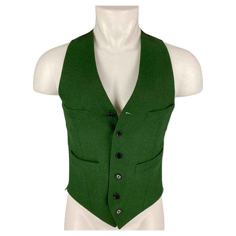 BENJAMIN BIXBY Size 36 Green Wool Notch Lapel Vest For Sale at 1stDibs