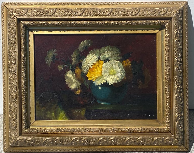 Benjamin Champney - Benjamin Champney Still Life of Flowers in a Blue ...