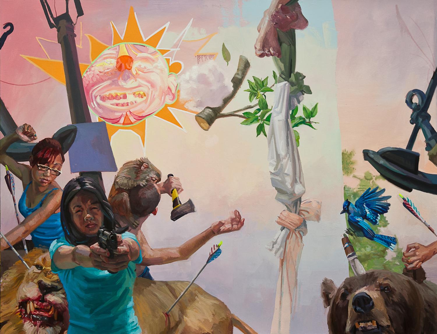 Benjamin Duke - Untitled (In the Garden) - Surreal Scene w/ Couple and ...