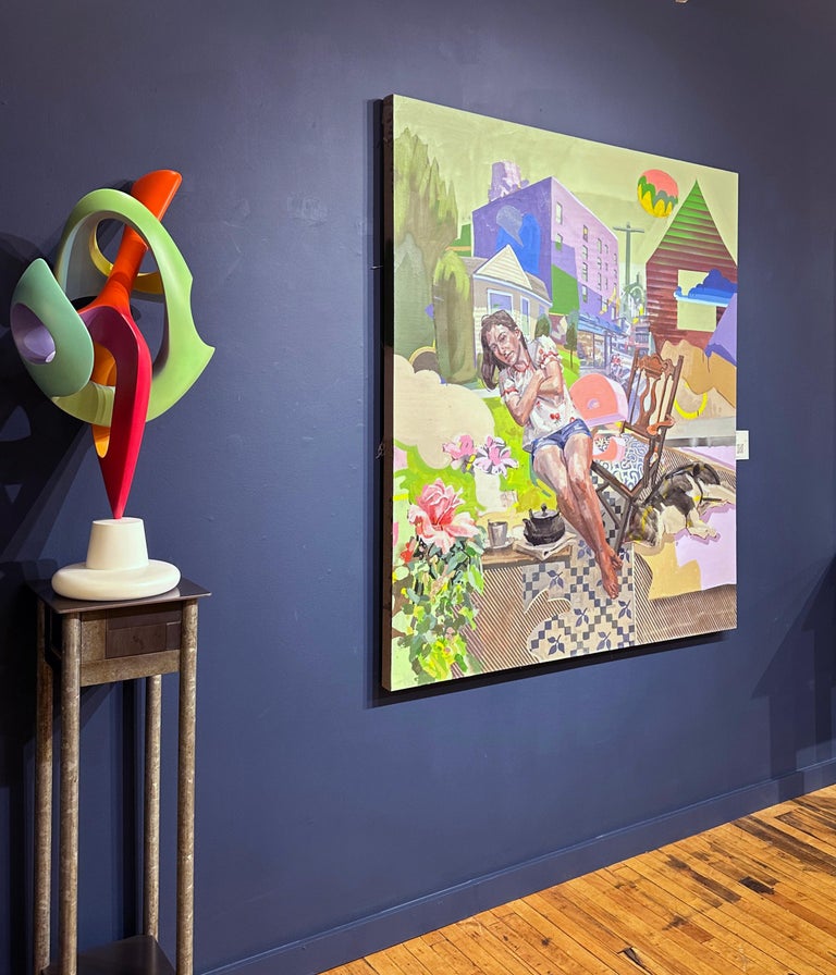 Benjamin Duke - E - Bright Colors, Woman, Dog, Flowers and Buildings ...