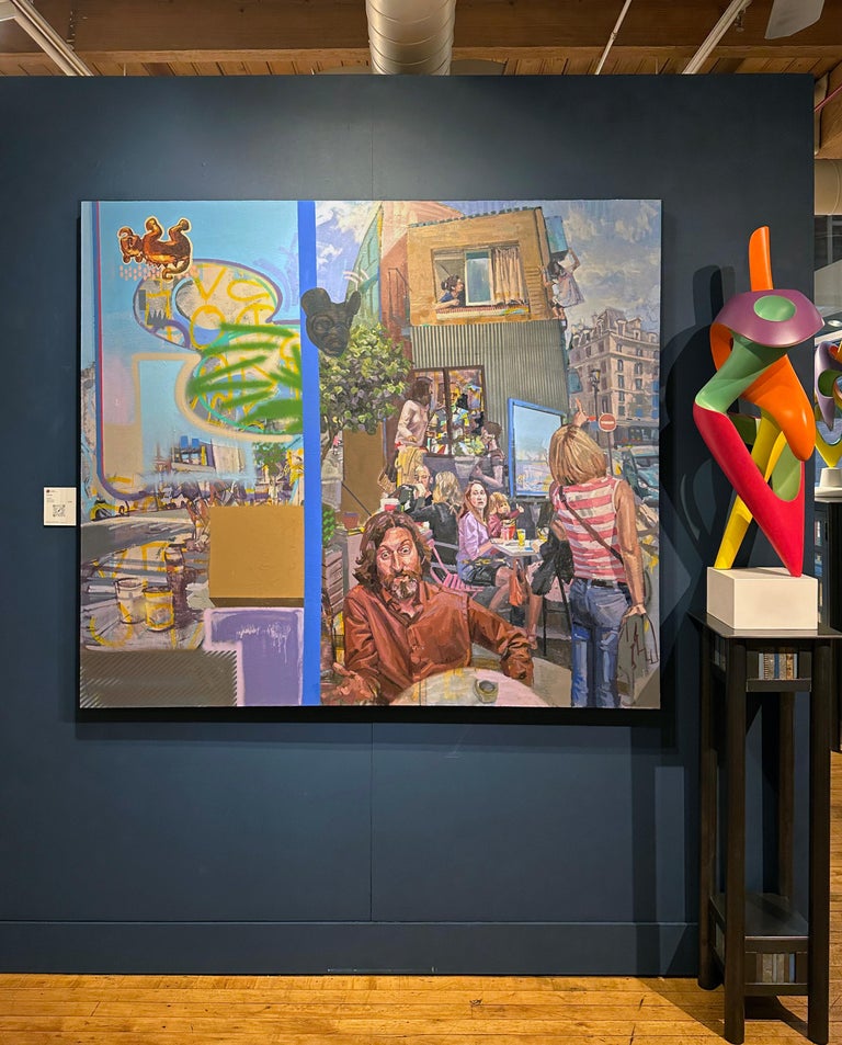 Benjamin Duke - Untitled - Surreal Chaotic Urban Café Scene, Original ...