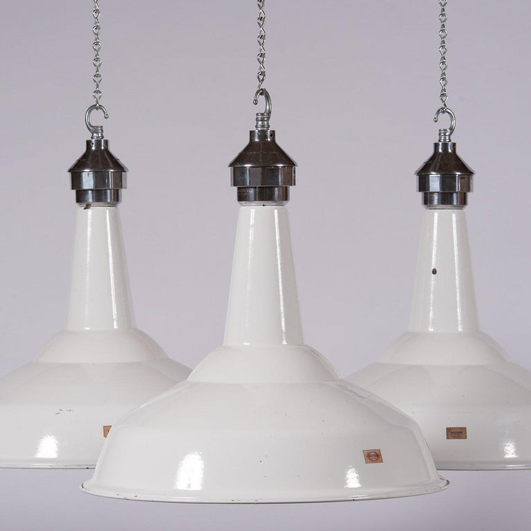 Benjamin Electric Industrial XL White Enamel Factory Lights For Sale at ...