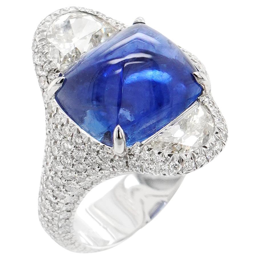 BENJAMIN FINE JEWELRY 16.06 cts Blue Sapphire with Diamond 18K Ring For ...
