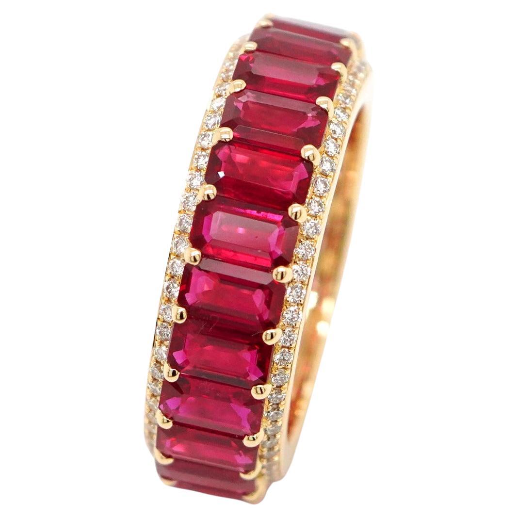 BENJAMIN FINE JEWELRY 9.02 cts Octagon Ruby 18K Eternity Band Ring For ...