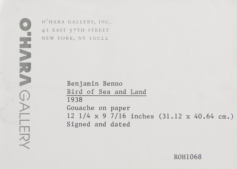 Benjamin G. Benno - A Bird of Sea and Land For Sale at 1stDibs