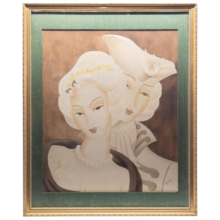 Benjamin Jorj Harris Art Deco Gouache, circa 1930s at 1stDibs