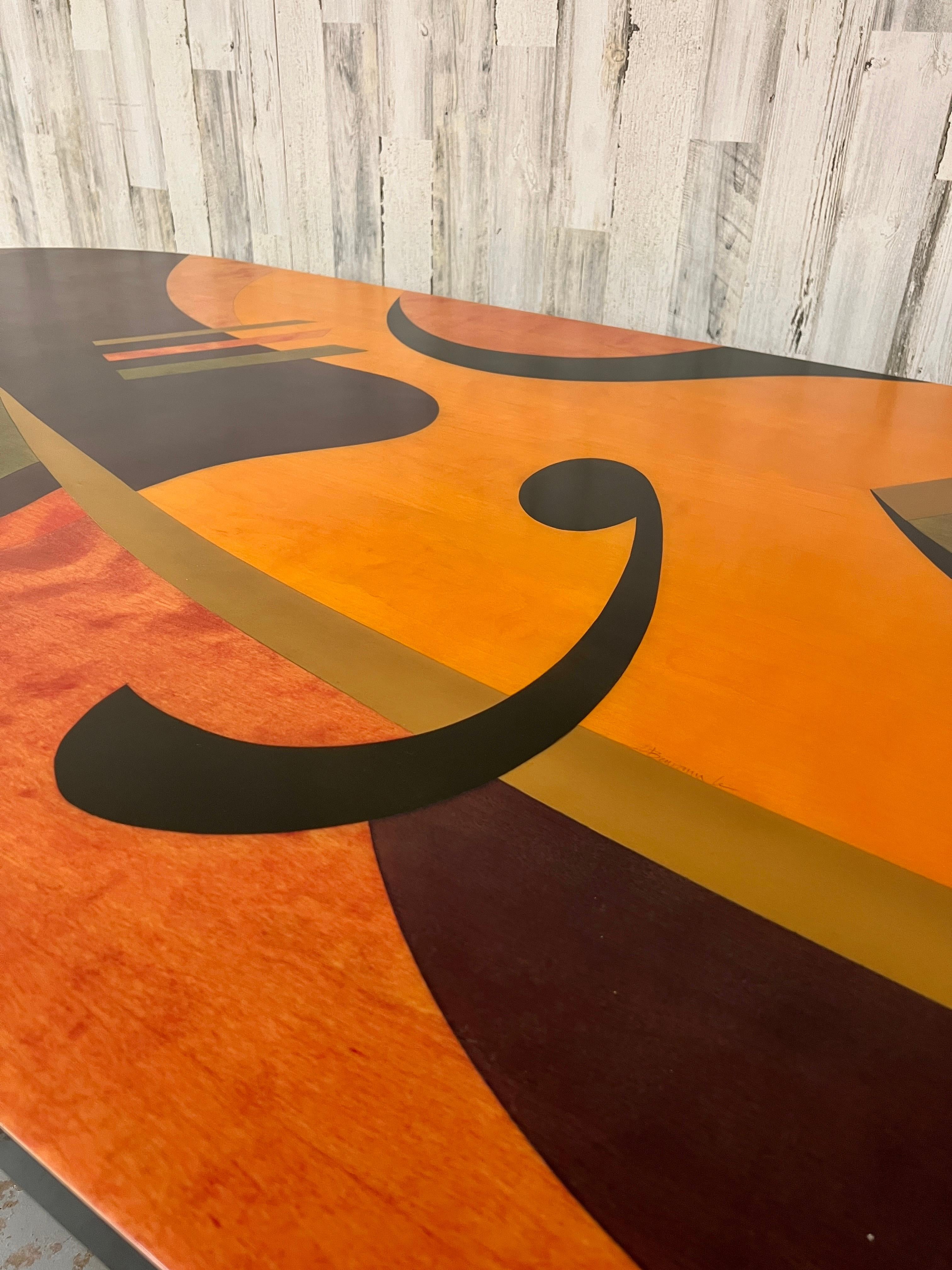 Benjamin Le for Axis Furniture Post-Modern Marquetry Dining Table For ...