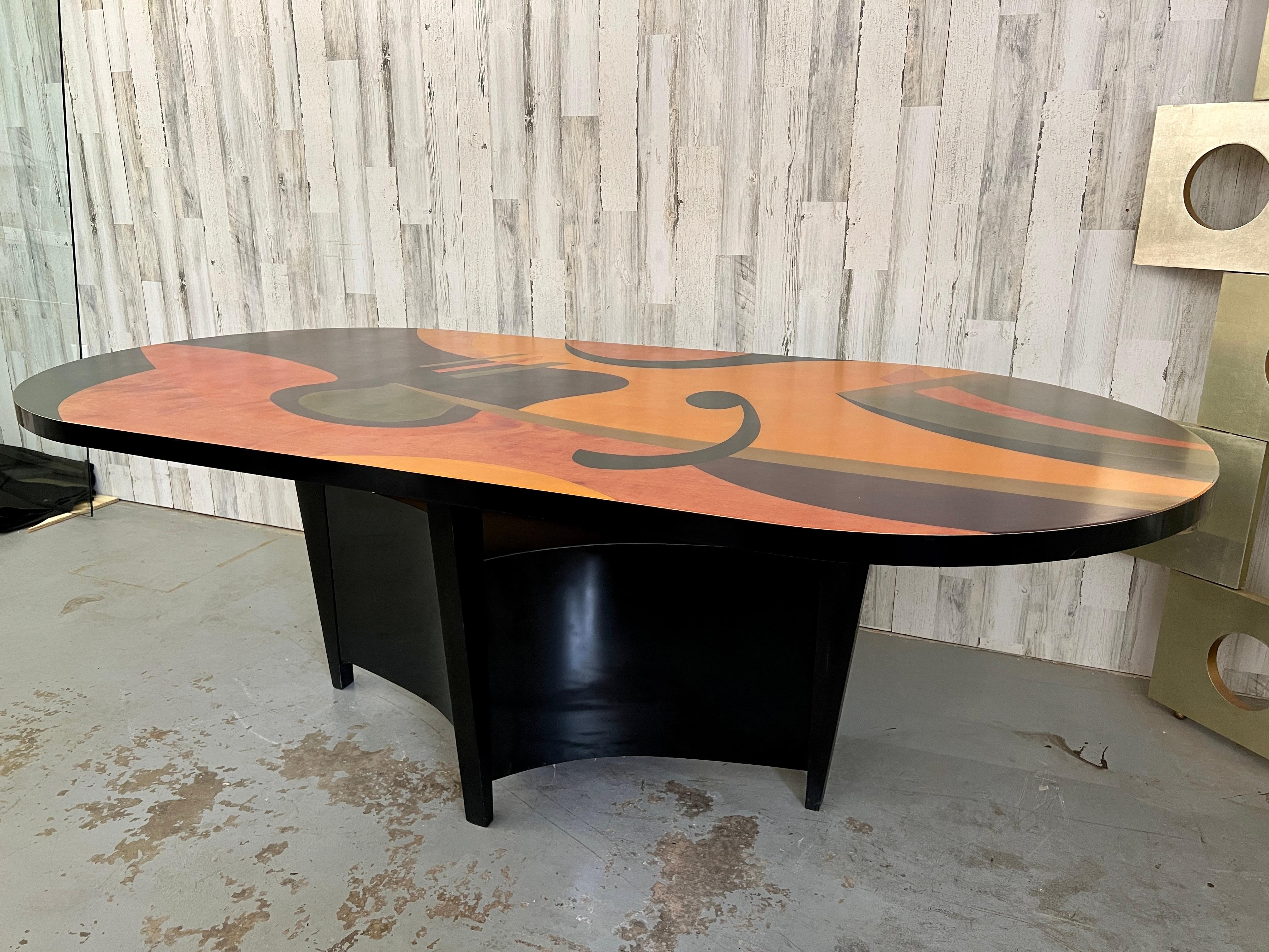 Benjamin Le for Axis Furniture Post-Modern Marquetry Dining Table For ...