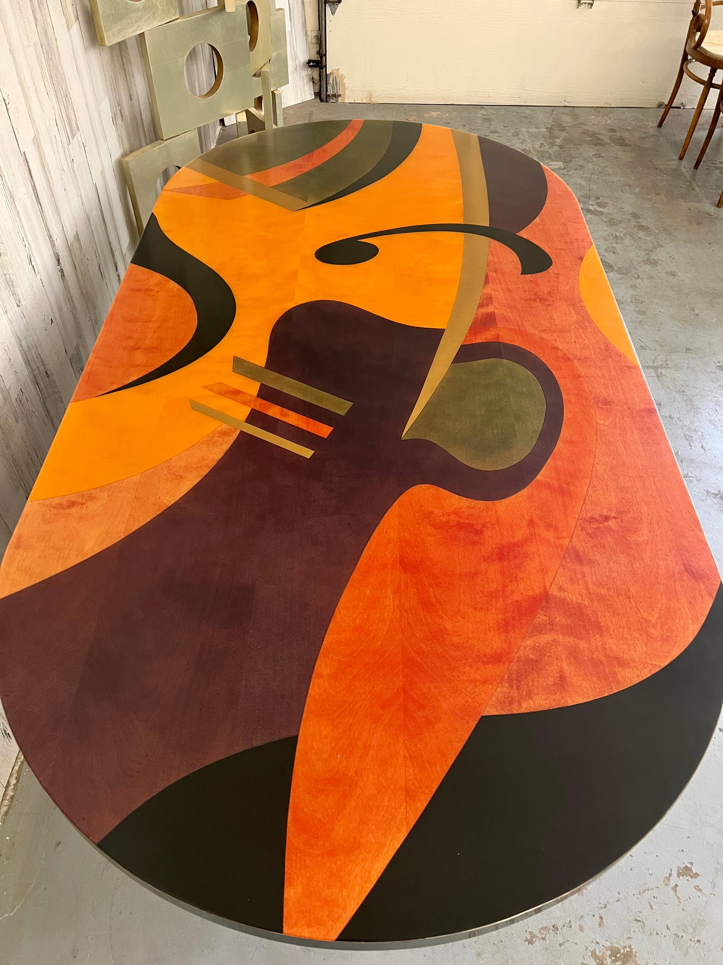 Benjamin Le for Axis Furniture Post-Modern Marquetry Dining Table For ...