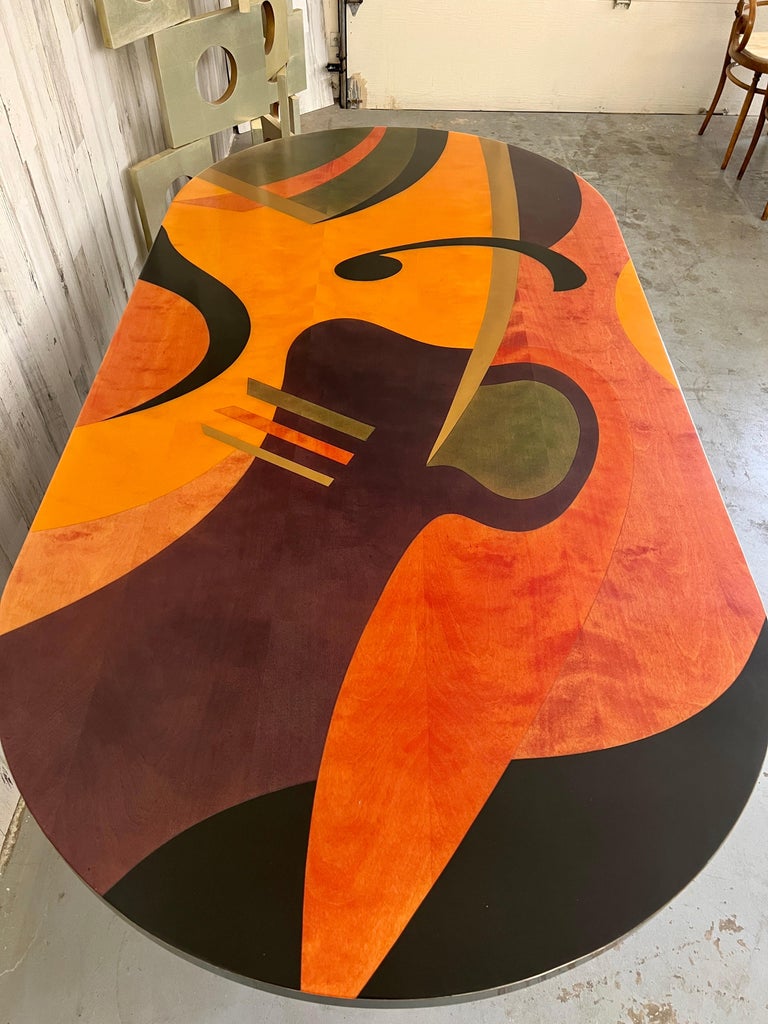 Benjamin Le for Axis Furniture Post-Modern Marquetry Dining Table For ...