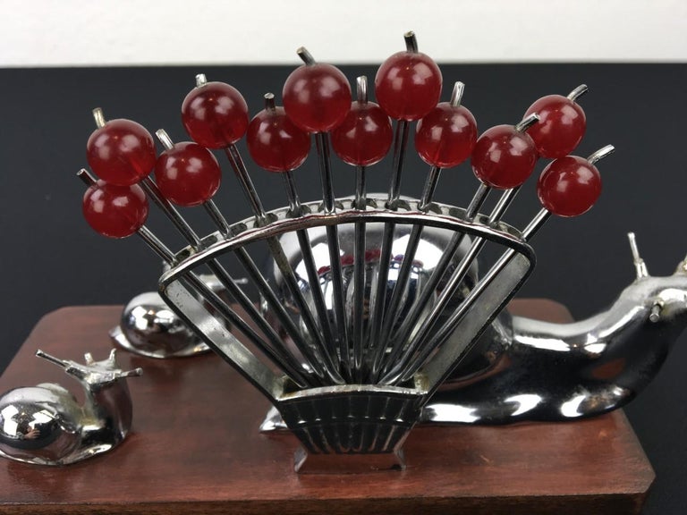 Benjamin Rabier Snail Cocktail Pick Set, 1930s, France at 1stDibs