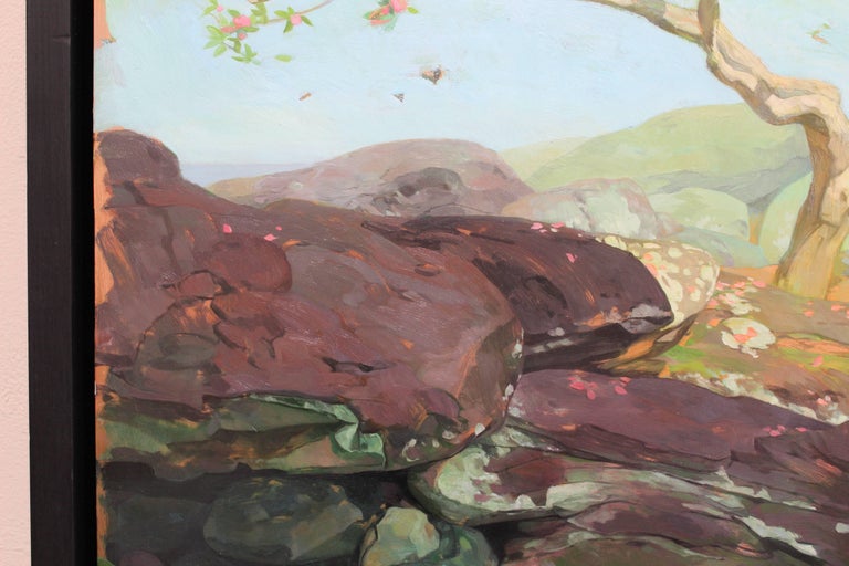 Benjamin Shamback - "Camellia Tree by Pool" original landscape oil on ...