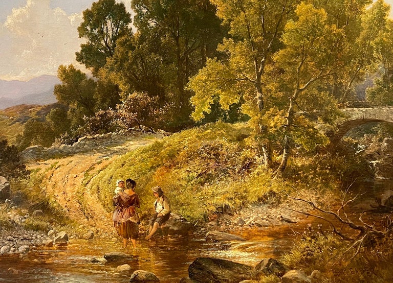 Benjamin Williams Leader - 'Wading in the River' 19th century landscape ...