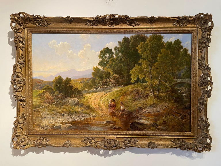 Benjamin Williams Leader - 'Wading in the River' 19th century landscape ...