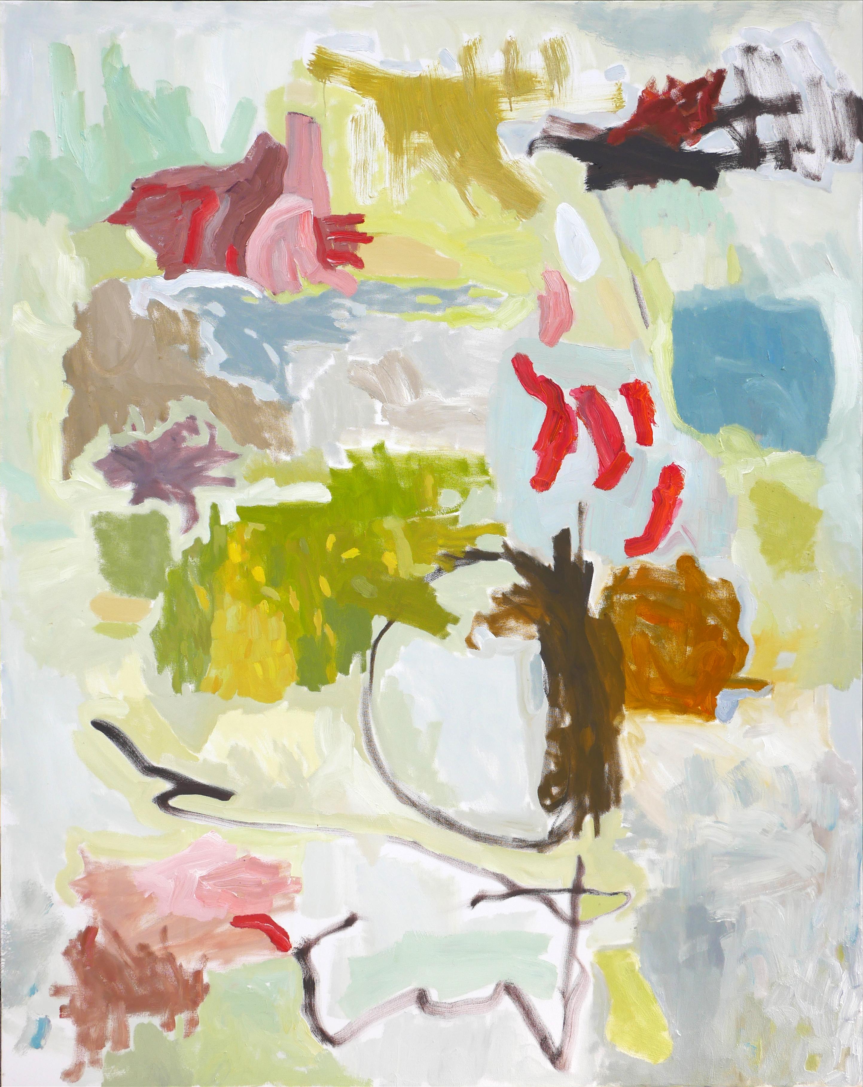 Benji Stiles - "Garden #3" Pastel Green, Pink, Gray, and Blue Abstract ...